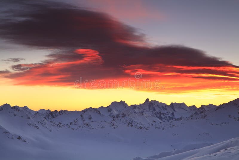 Beautiful Sunset Over the Mountain Ridge Stock Photo - Image of nature ...