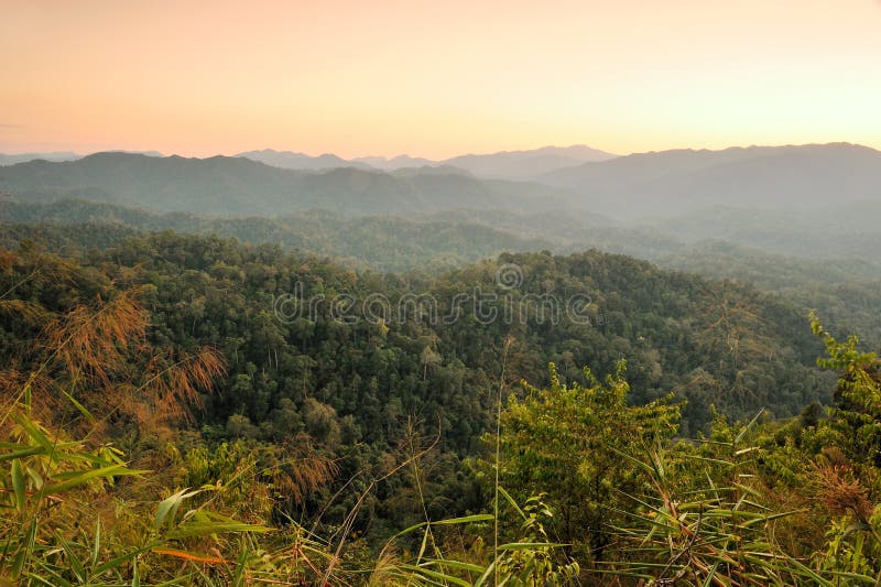 Beautiful Sunset Over Mountains Stock Image - Image of canopy, jungle ...