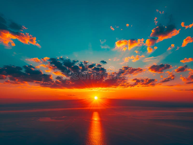 A Beautiful Sunset Over the Ocean Stock Photo - Image of nature, amber ...