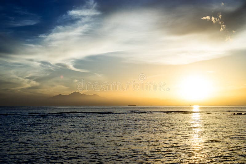 Beautiful Sunset Over Ocean, Bali Stock Photo - Image of majestic ...