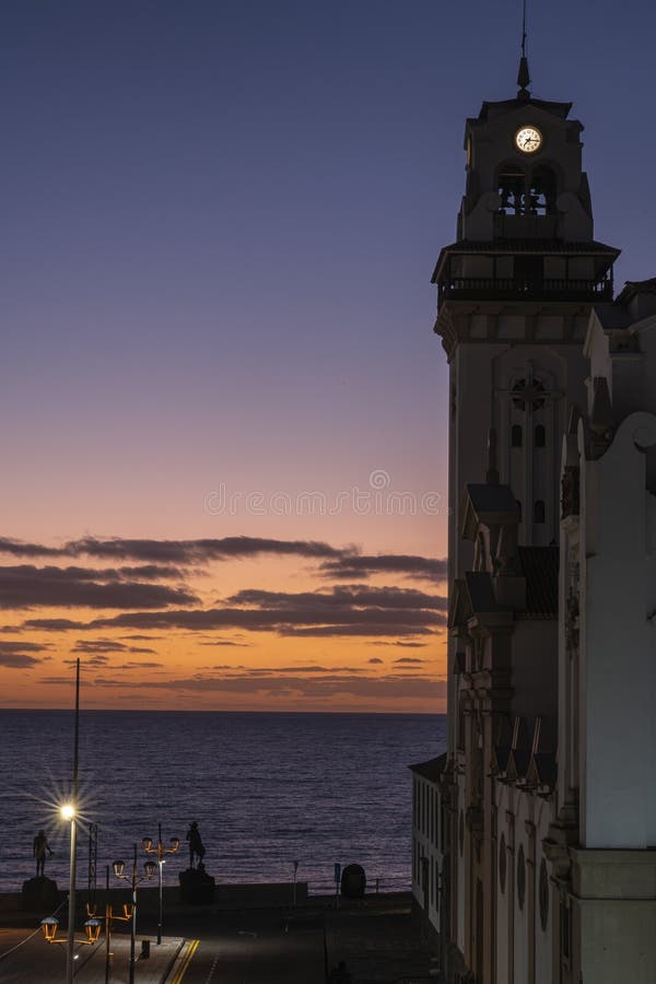 Beautiful Sunset Over Ocean Clock Tower Background Stock Photos - Free ...