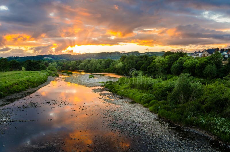 Beautiful Sunset Over River Stock Photo - Image of golden, northern ...