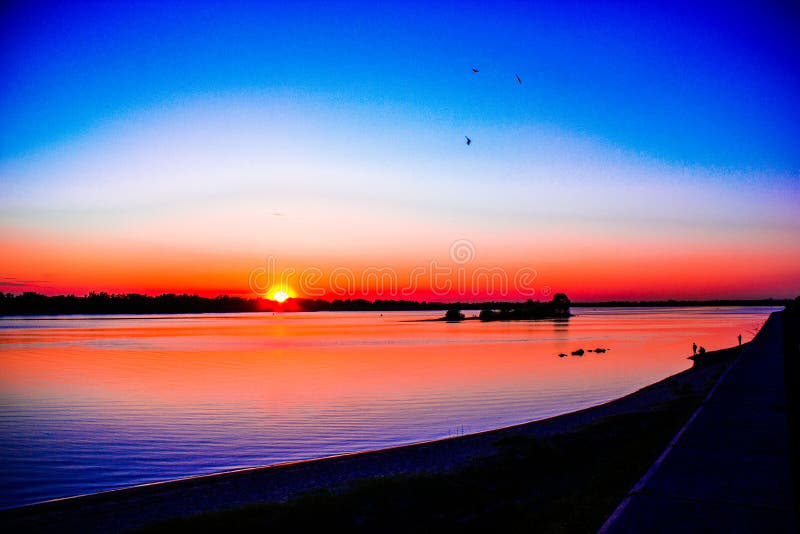 Beautiful Sunset Over the River Stock Photo - Image of river, horizon ...