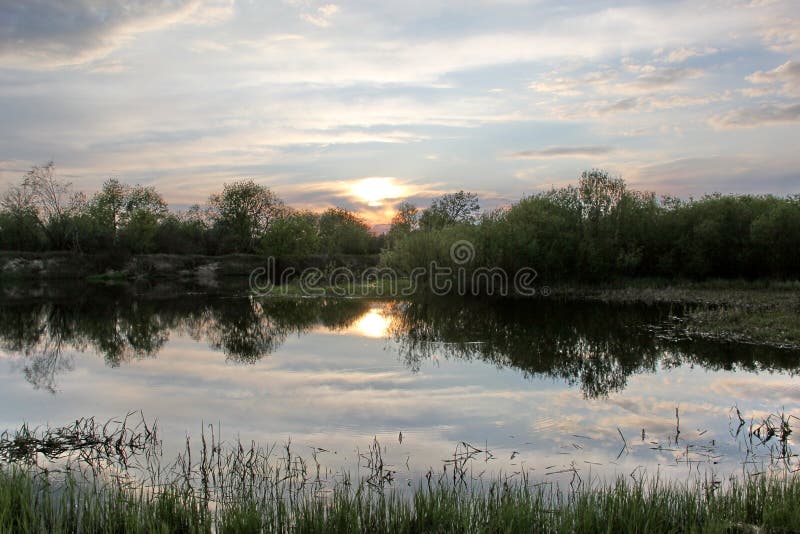 Beautiful Sunset Over the River Stock Photo - Image of reflected ...