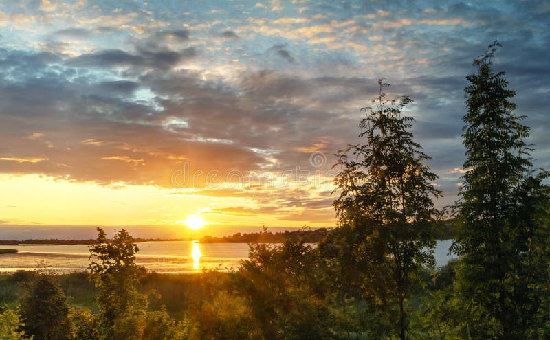 Beautiful Sunset Over the River. Relaxation and Meditation Concept ...