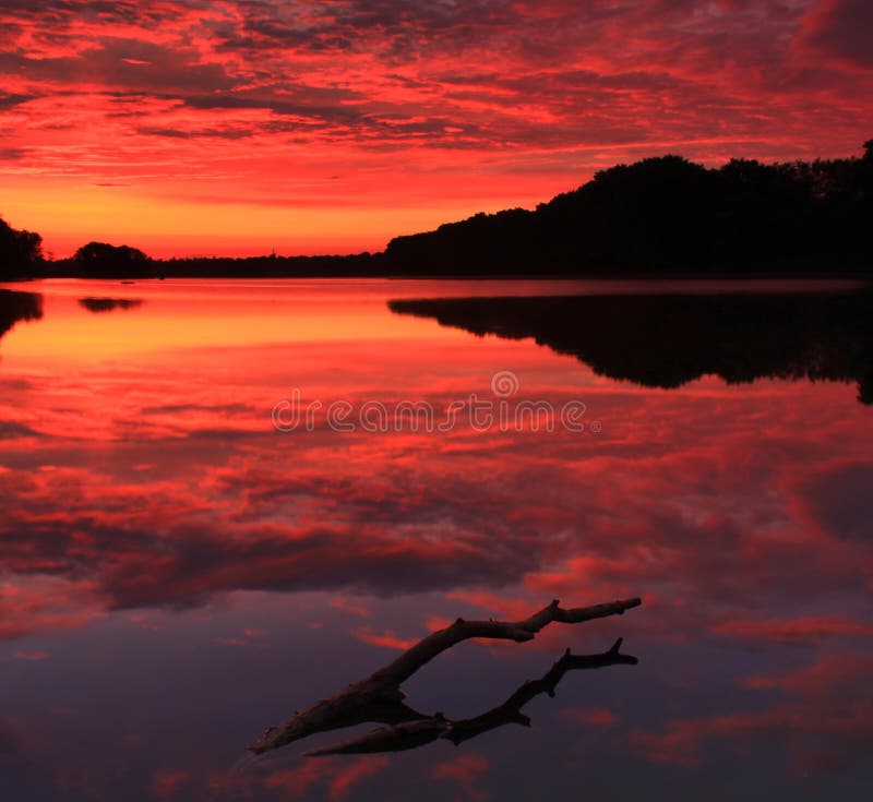 Beautiful Sunset Over the River in the Spring Countryside Stock Image ...