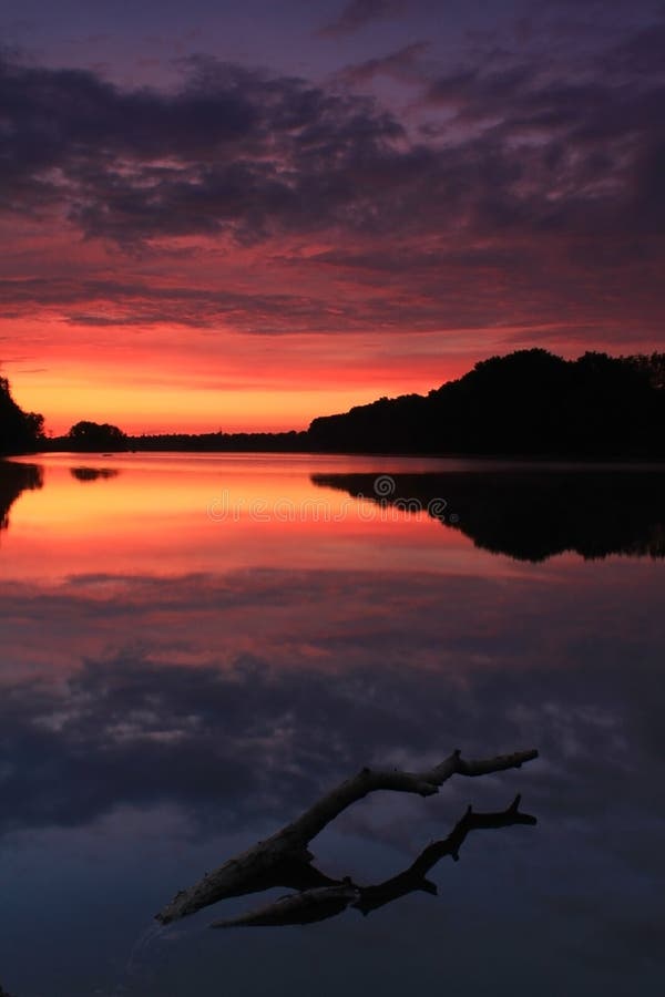 Beautiful Sunset Over the River in the Spring Countryside Stock Photo ...