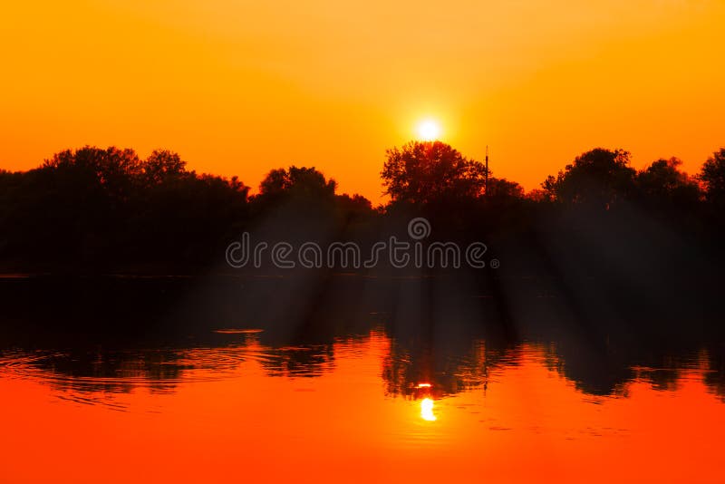 Beautiful Sunset Over the River Stock Photo - Image of river, dawn ...