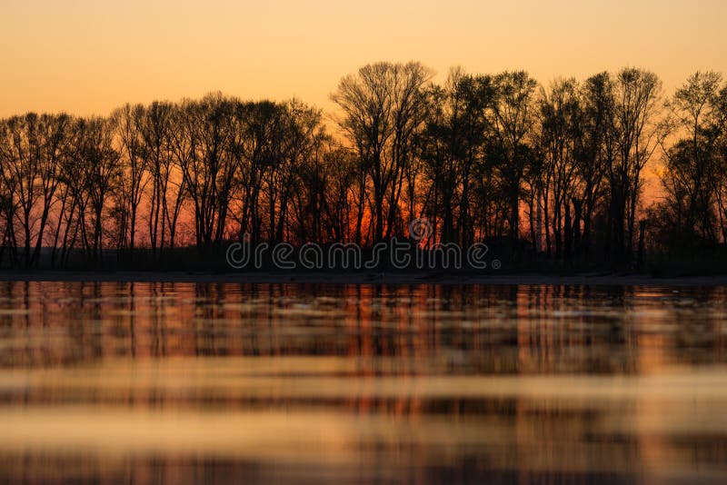 Beautiful Sunset Over the River. Toned Image Stock Image - Image of ...