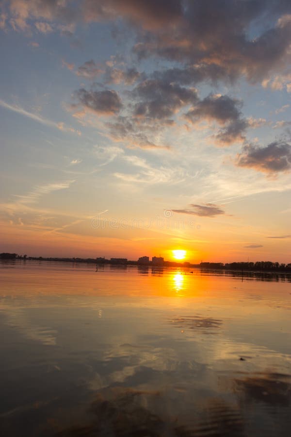 Beautiful Sunset Over the River. Toned Image Stock Image - Image of ...