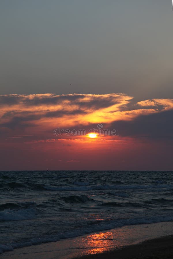 Beautiful sunset stock photo. Image of tide, ocean, beach - 45004114