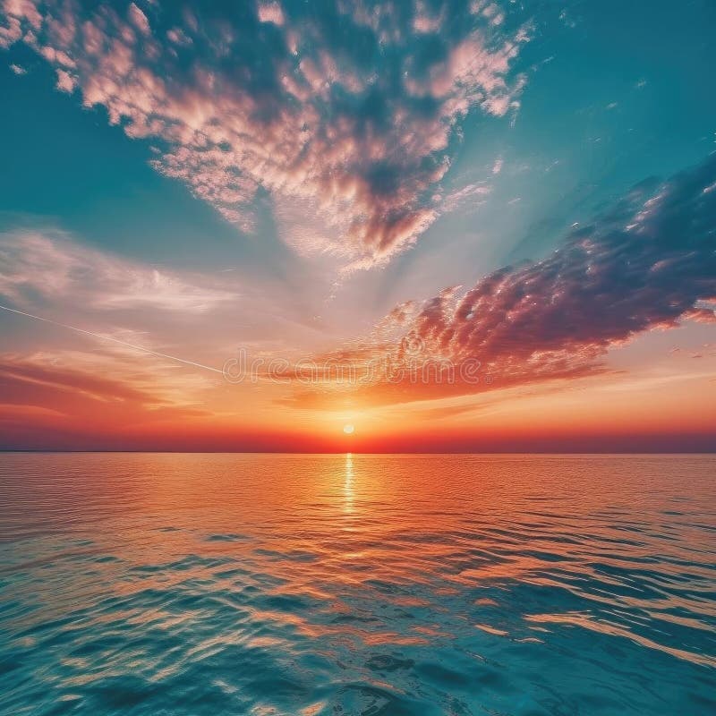 Beautiful Sunset Over the Sea - Colorful Sky at Sunset Stock Image ...