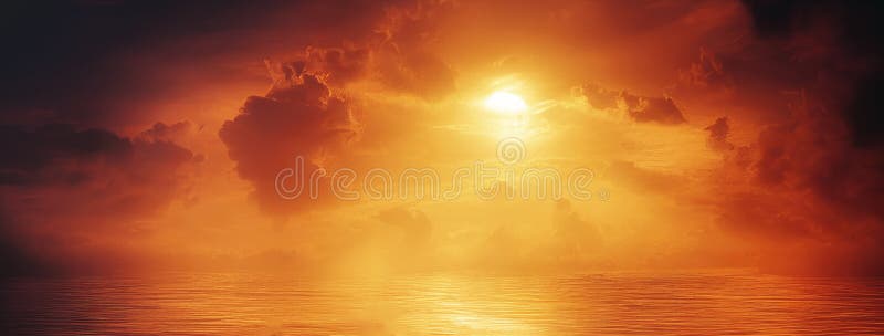 Beautiful Sunset Over the Sea. Digital Art. Stock Illustration ...
