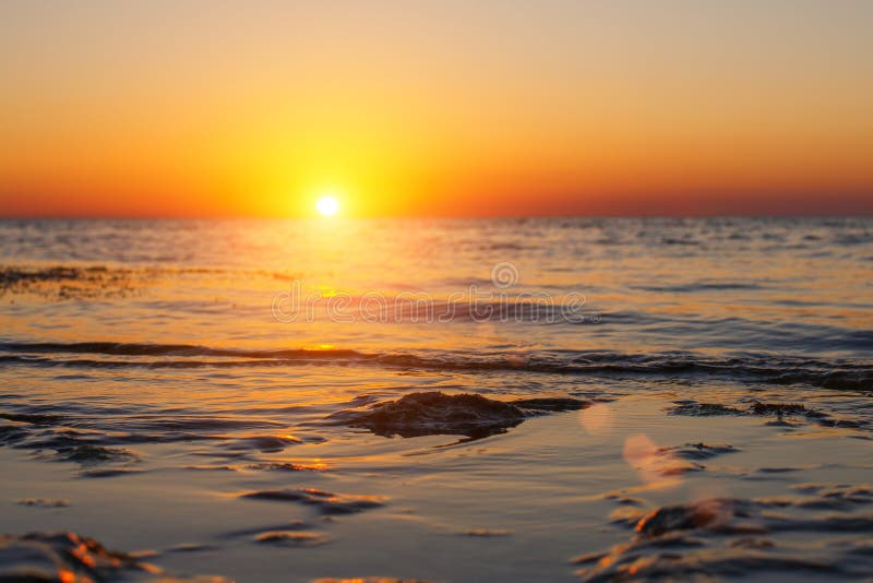 Beautiful Sunset Over the Sea the Sun Goes Over the Horizon Stock Photo ...
