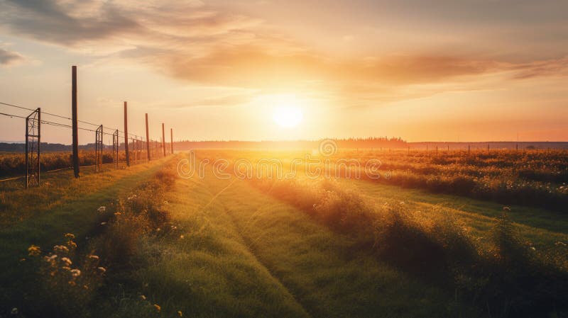 Sunset Over Farm Stock Illustrations – 809 Sunset Over Farm Stock ...