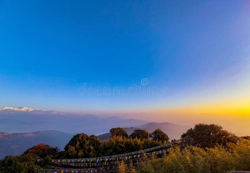 Beautiful Sunset Over Tiger Hill in India. Stock Photo - Image of ...