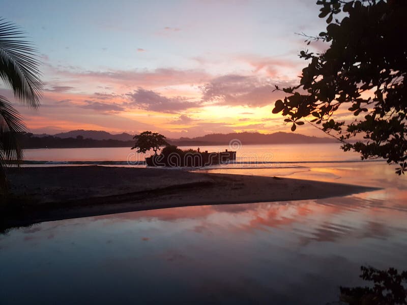 Beautiful Sunset Over a Tropical Beach. Stock Photo - Image of island ...