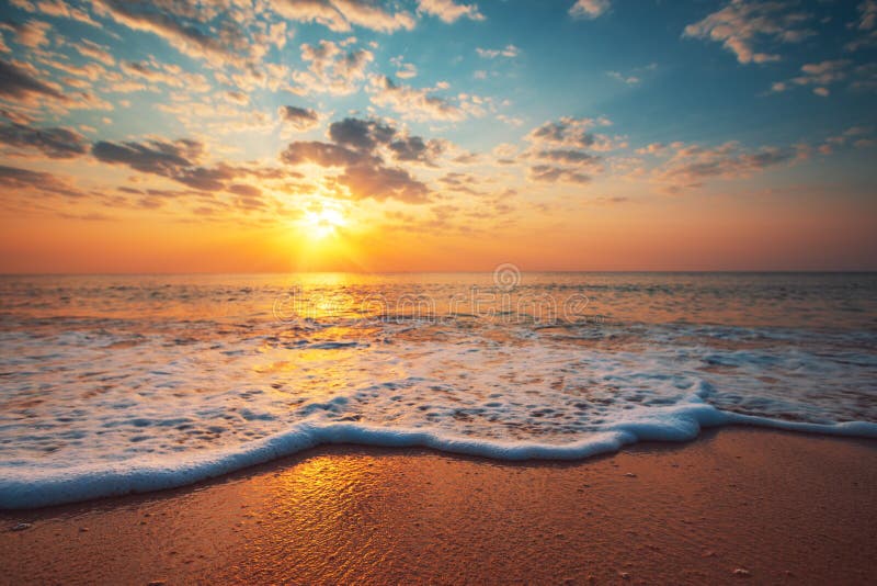 Beautiful Sunset Over the Tropical Sea Stock Image - Image of nature ...