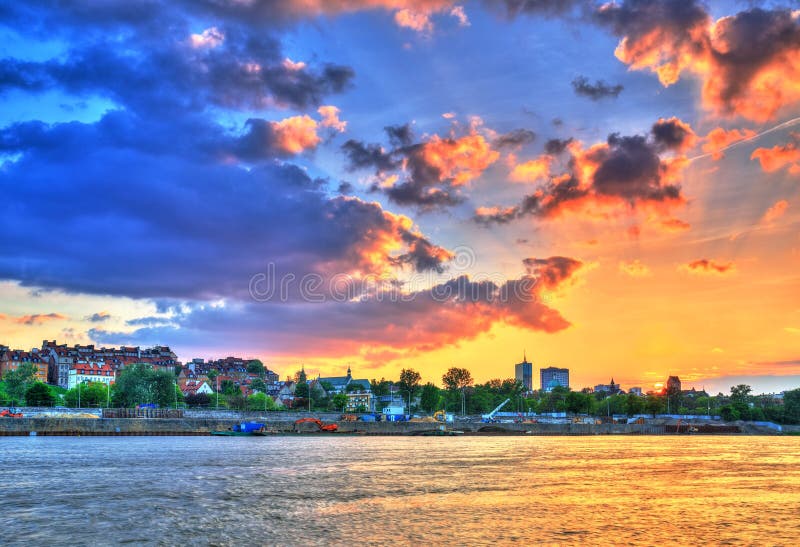 Beautiful Sunset Over Warsaw Stock Photo - Image of high, night: 40343052