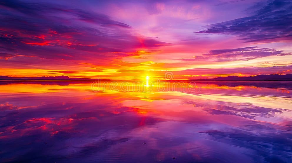 A Beautiful Sunset Over the Water with a Reflection Stock Image - Image ...