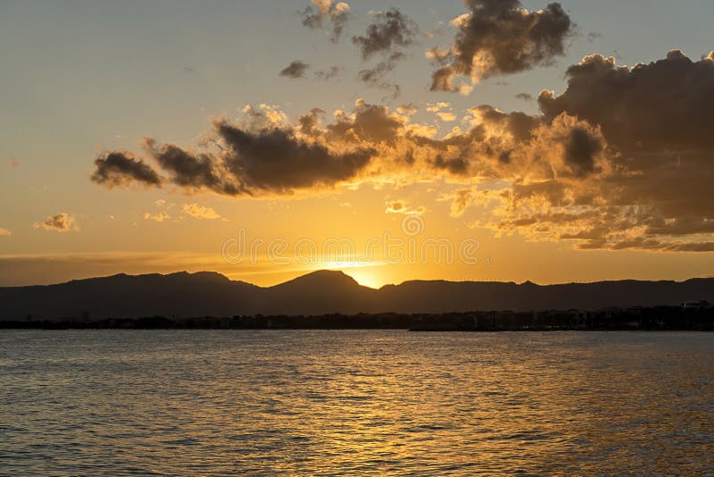 Beautiful Sunset Overlooking the Sea, during the Summer Stock Image ...