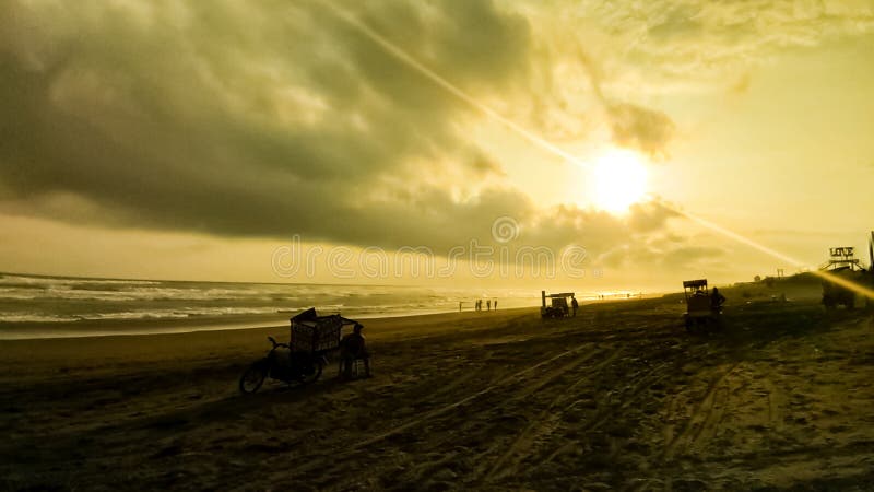 Beautiful Sunset at Parangtritis Beach, Yogyakarta. Stock Photo - Image ...