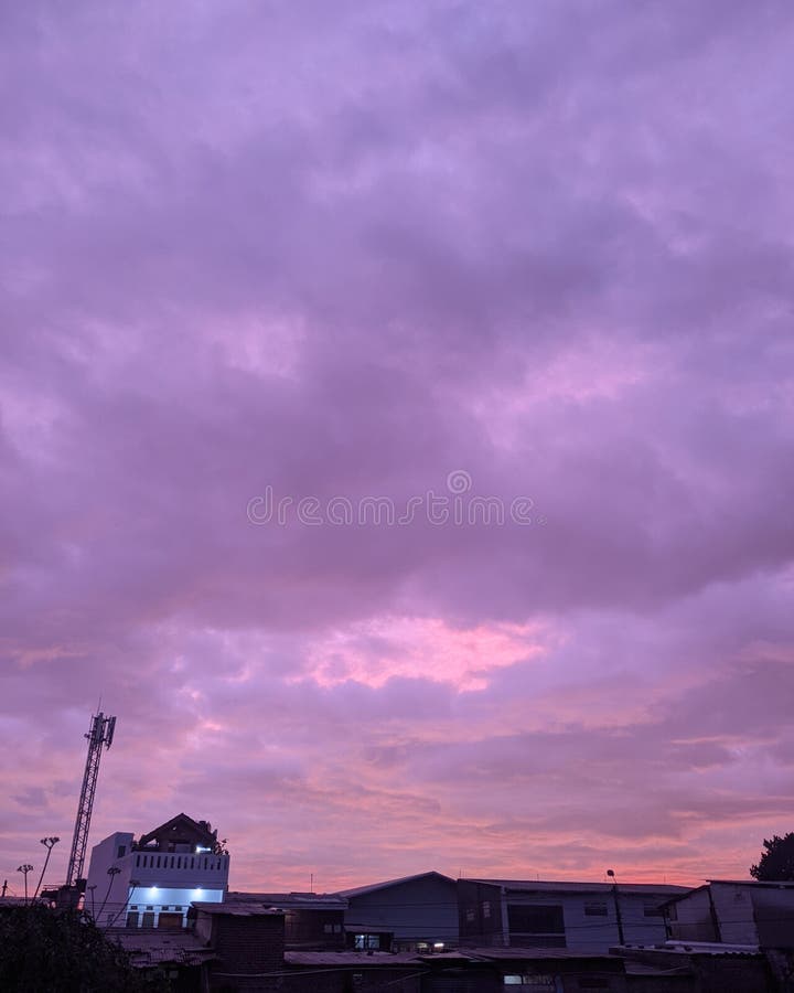 Beautiful Sunset with Pink Sky and Clouds in Bandung Stock Photo ...