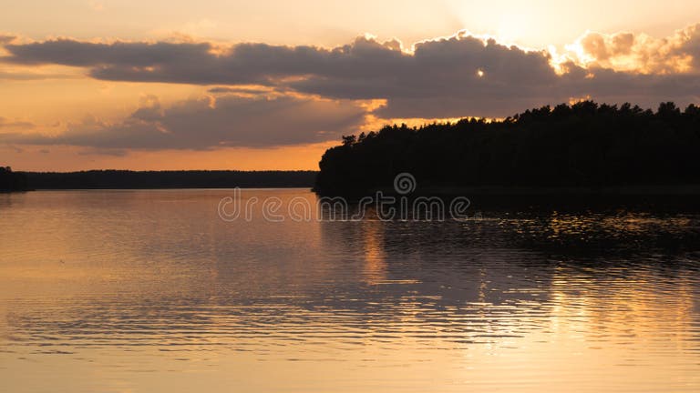 Beautiful Sunset on the Polish Lake Stock Image - Image of beautiful ...