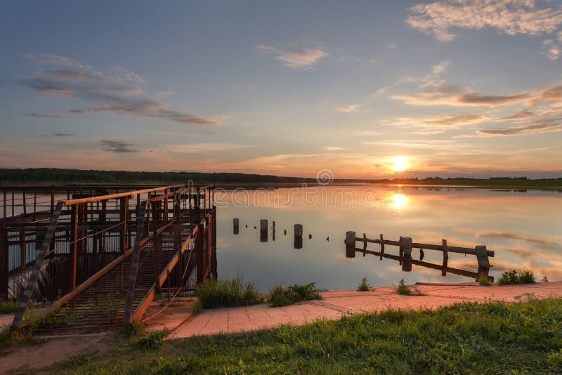 Beautiful Sunset by the Pond Stock Image - Image of europe, color: 98952005