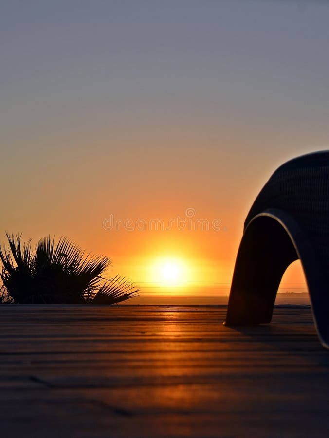 A Beautiful Sunset from the Pool Deck Stock Image - Image of orange ...