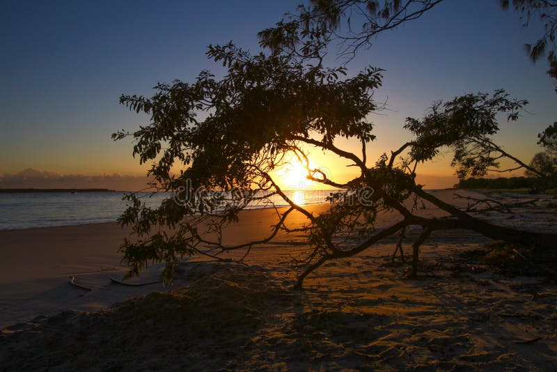 Beautiful Sunset at Rainbow Beach in Australia Stock Image - Image of ...