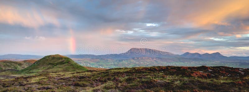 A Beautiful Sunset with Rainbow in Ireland Stock Photo - Image of ...