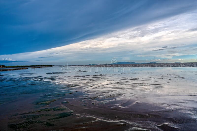Beautiful Sunset Reflection when Low Sea Stock Photo - Image of beach ...