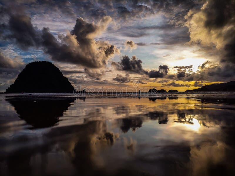 Beautiful Sunset Reflection in Red Island Stock Photo - Image of coast ...