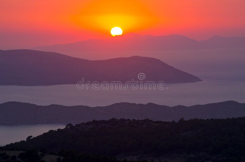Beautiful Sunset on Rhodes Island, Greece Stock Image - Image of summer ...
