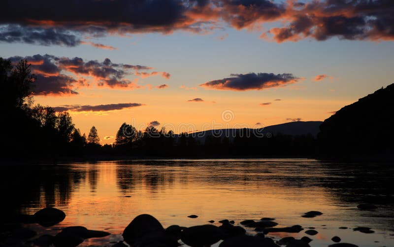 Beautiful Sunset on the River Stock Image - Image of mountain, dusk ...