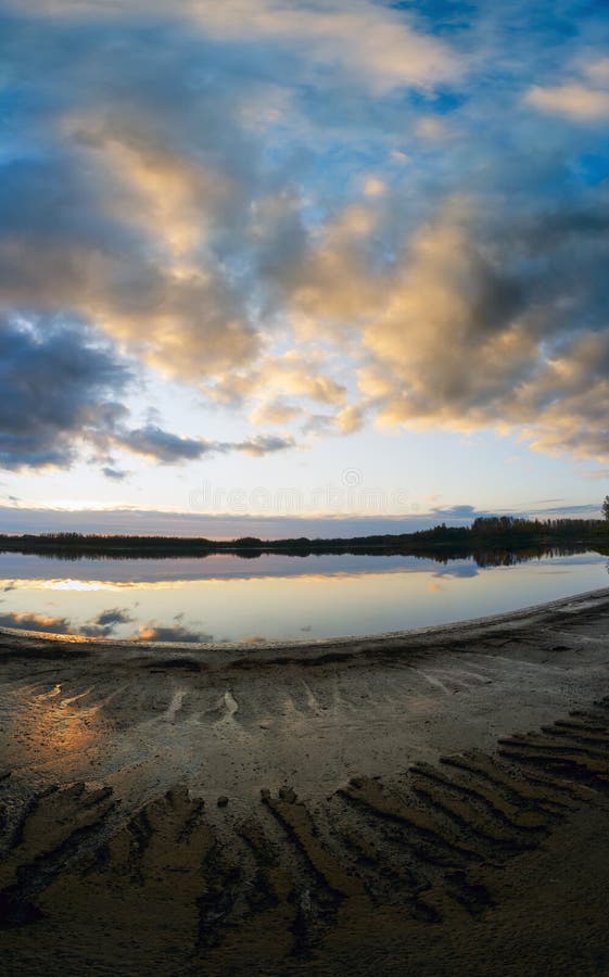 Beautiful Sunset on the River in the Fall . Stock Image - Image of ...
