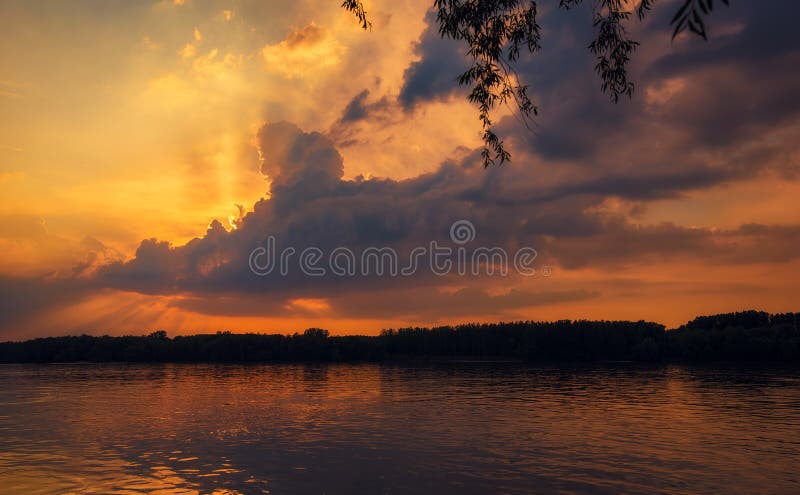 Beautiful Sunset on the River Stock Image - Image of landmark, night ...