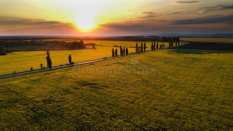 Beautiful Sunset Romania Land Green Colours Stock Photo - Image of land ...