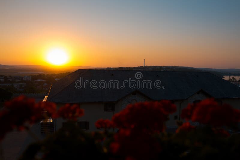 Beautiful Sunset from the Roof of the House Stock Image - Image of real ...