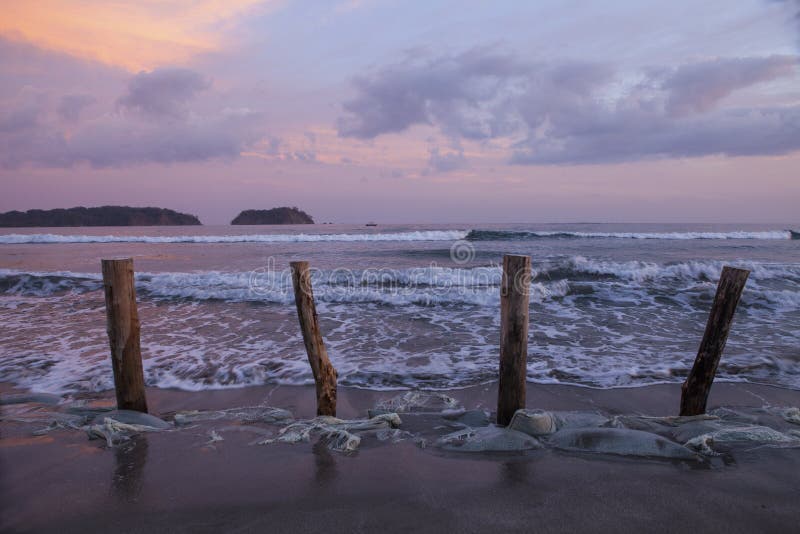 Sunset in Samara Beach, Costa Rica Stock Image - Image of sunset ...