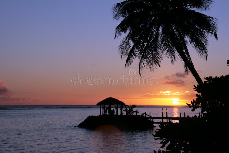 Beautiful Sunset on a Samoan Beach. Stock Photo - Image of palm, clouds ...