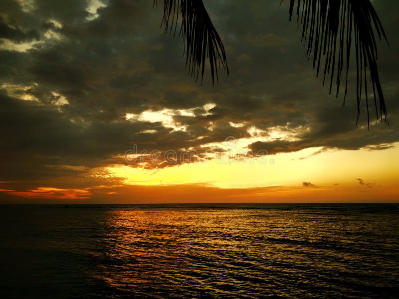 A Beautiful Sunset Scene in the Sea Stock Image - Image of sunrise ...