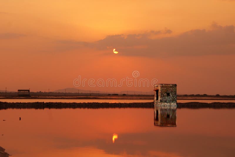 A Beautiful Sunset Scene Reflection in Water Stock Image - Image of ...