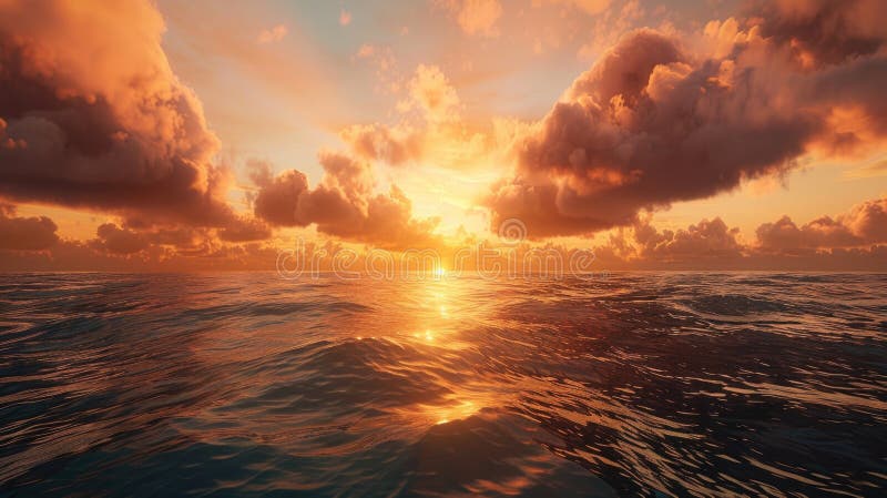 Beautiful Sunset Scene with Warm Colors and Calm Sea Stock Image ...