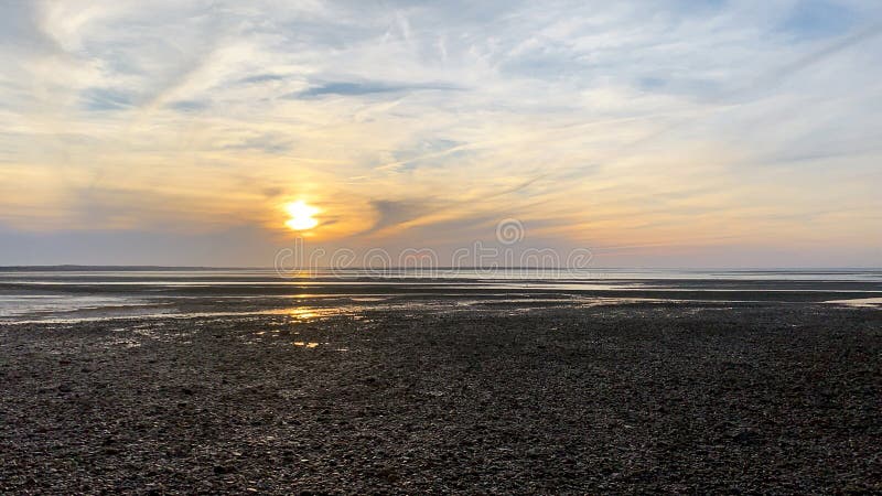 Beautiful Sunset Scenery in the Empty Beach Stock Image - Image of ...