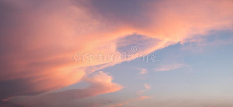 Beautiful Sunset Scenery with Pink Lighted Soft Clouds Stock Image ...