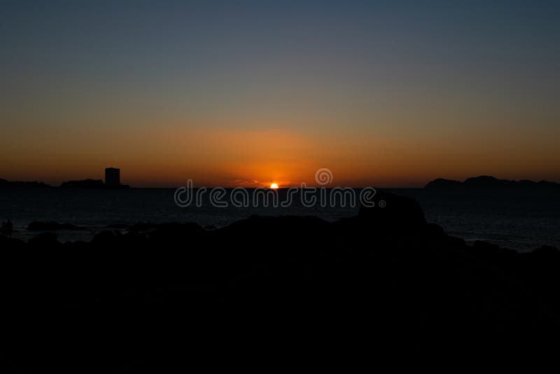Beautiful Sunset Scenery at a Rocky Beach of Samil in Spain - Great for ...