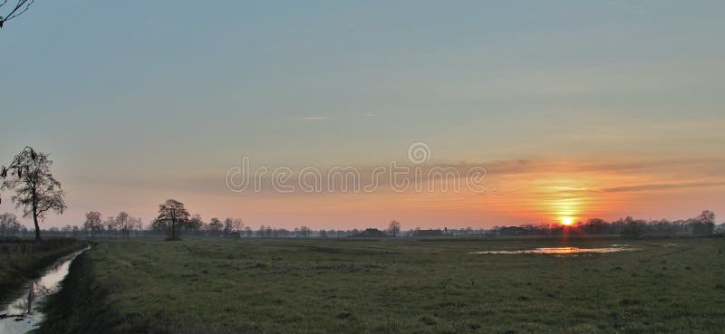 Beautiful Sunset Scenery in the Valley in a Rural Area Stock Image ...