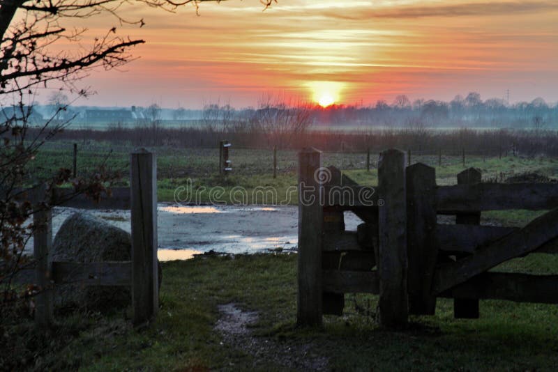 Beautiful Sunset Scenery in the Valley in a Rural Area Stock Photo ...